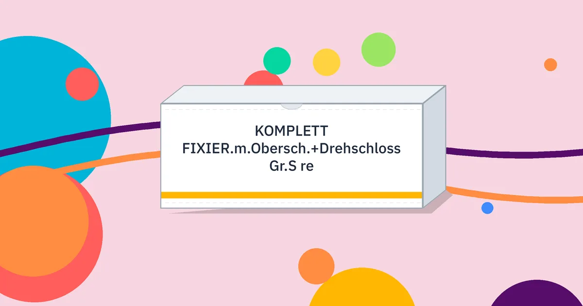 Symbolbild: Packung mit der Aufschrift KOMPLETT FIXIER.m.Obersch.+Drehschloss Gr.S re (PZN 11573992) – Verfügbarkeit und Bezug in Apotheken in Frankfurt am Main