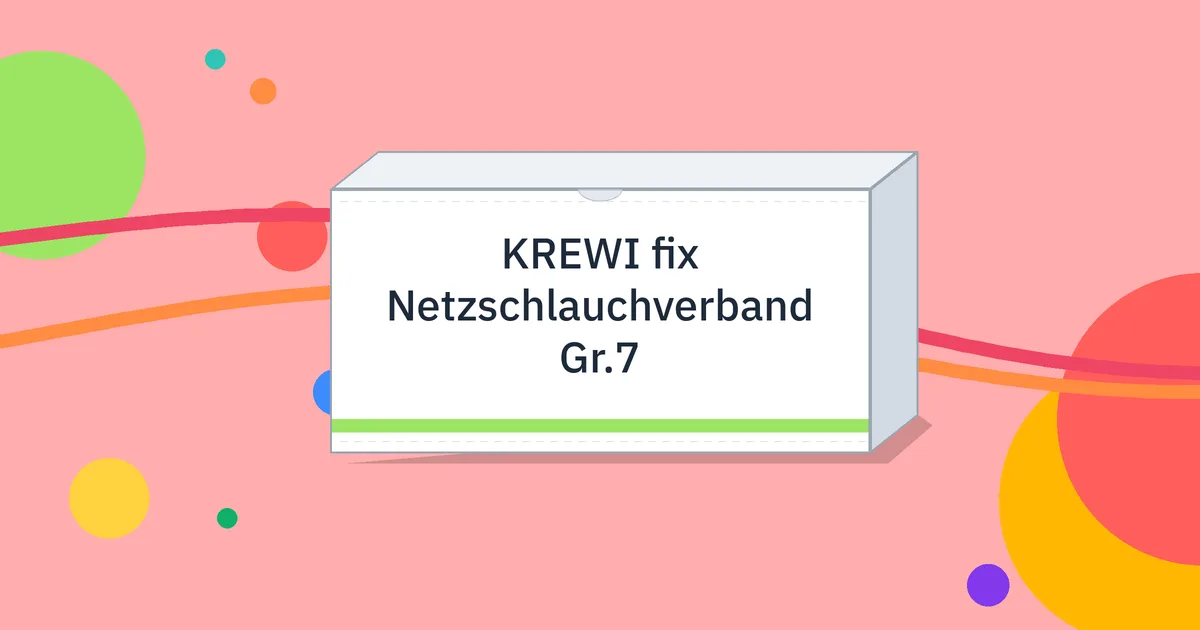 Symbolbild: Packung mit der Aufschrift KREWI fix Netzschlauchverband Gr.7 (PZN 03764330) – Verfügbarkeit und Bezug in Apotheken in Frankfurt am Main