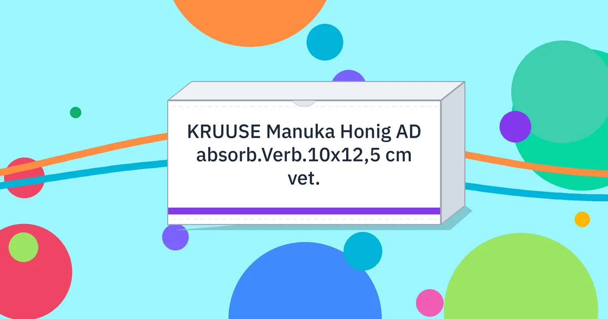 Symbolbild: Packung mit der Aufschrift KRUUSE Manuka Honig AD absorb.Verb.10x12,5 cm vet. (PZN 18443979) – Verfügbarkeit und Bezug in Apotheken in Frankfurt am Main