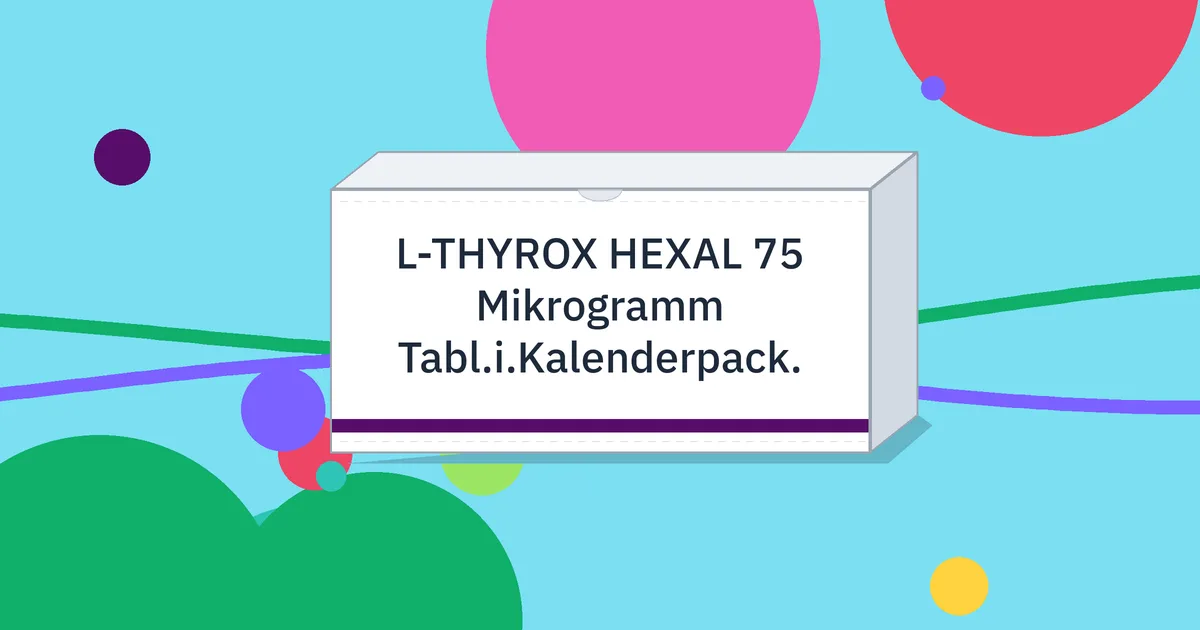 Symbolbild: Packung mit der Aufschrift L-THYROX HEXAL 75 Mikrogramm Tabl.i.Kalenderpack. (PZN 14295128) – Verfügbarkeit und Bezug in Apotheken in Frankfurt am Main