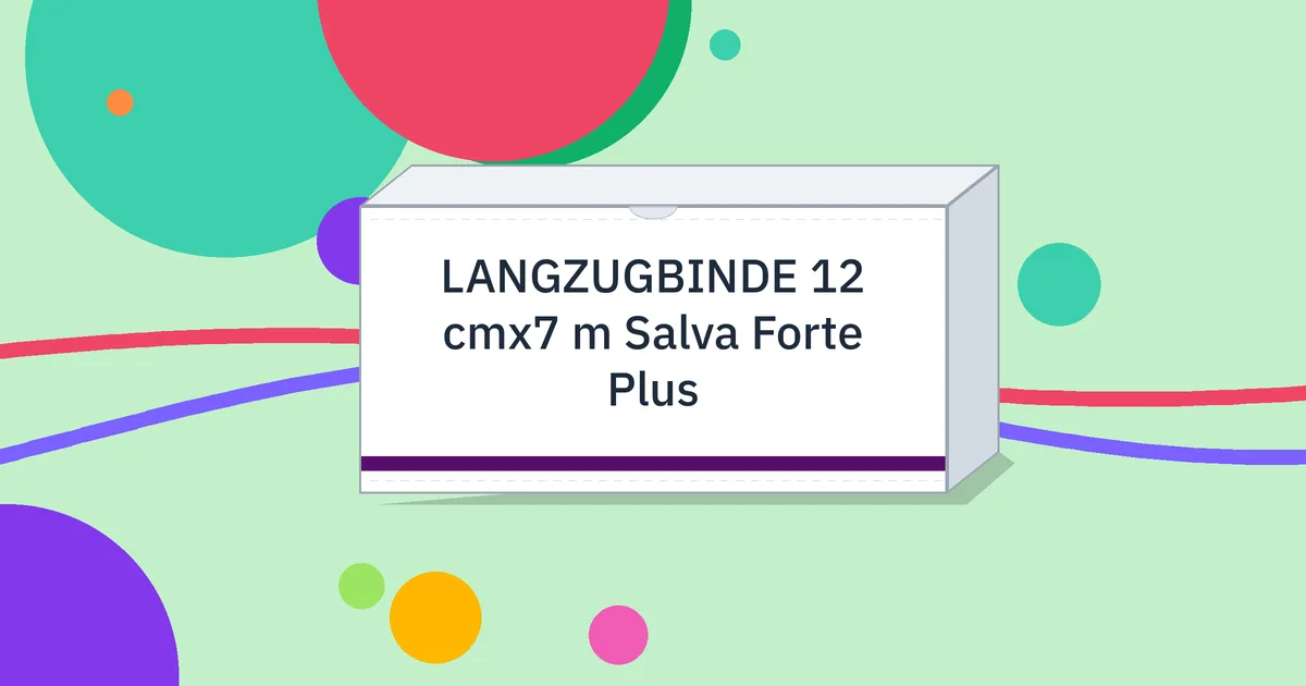 Symbolbild: Packung mit der Aufschrift LANGZUGBINDE 12 cmx7 m Salva Forte Plus (PZN 10351634) – Verfügbarkeit und Bezug in Apotheken in Frankfurt am Main