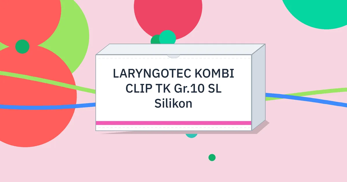 Symbolbild: Packung mit der Aufschrift LARYNGOTEC KOMBI CLIP TK Gr.10 SL Silikon (PZN 09538712) – Verfügbarkeit und Bezug in Apotheken in Frankfurt am Main