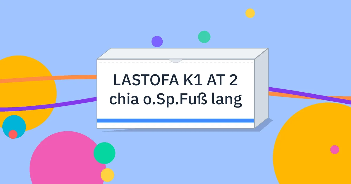 Symbolbild: Packung mit der Aufschrift LASTOFA K1 AT 2 chia o.Sp.Fuß lang (PZN 14150720) – Verfügbarkeit und Bezug in Apotheken in Frankfurt am Main