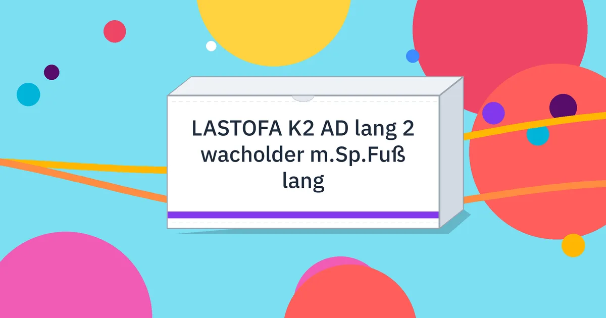 Symbolbild: Packung mit der Aufschrift LASTOFA K2 AD lang 2 wacholder m.Sp.Fuß lang (PZN 13799890) – Verfügbarkeit und Bezug in Apotheken in Frankfurt am Main