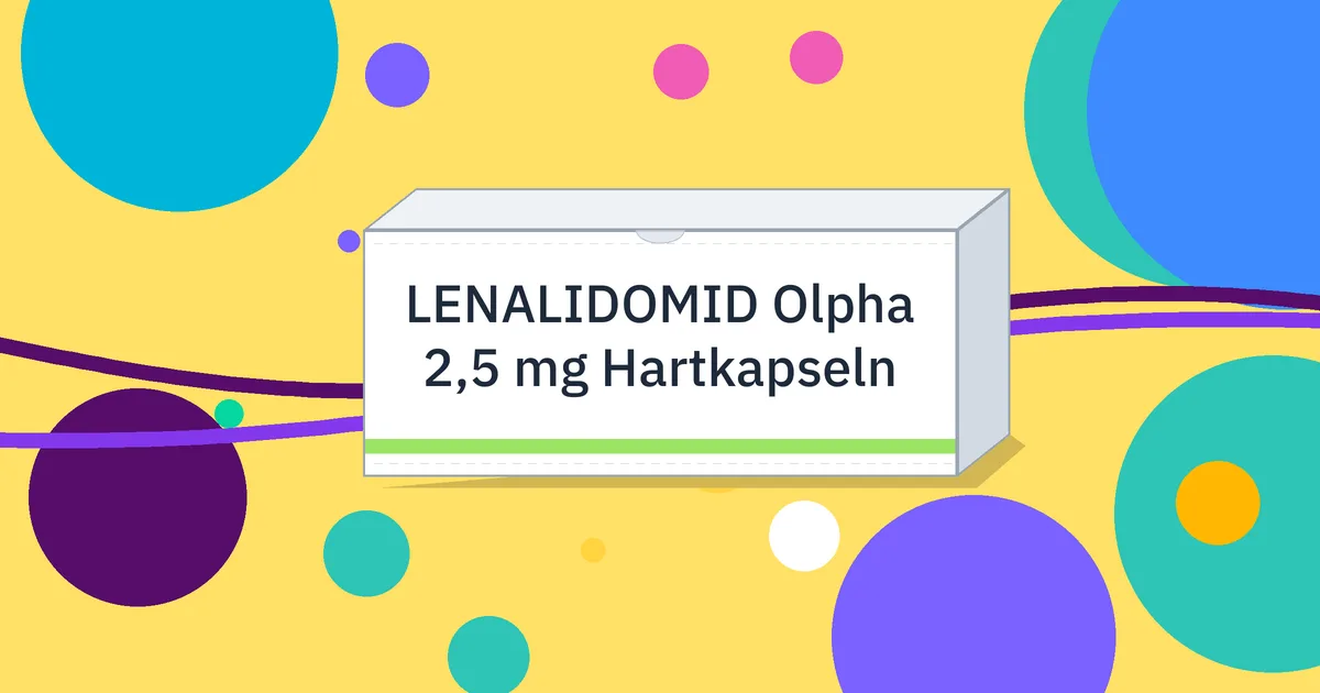 Symbolbild: Packung mit der Aufschrift LENALIDOMID Olpha 2,5 mg Hartkapseln (PZN 20021607) – Verfügbarkeit und Bezug in Apotheken in Frankfurt am Main