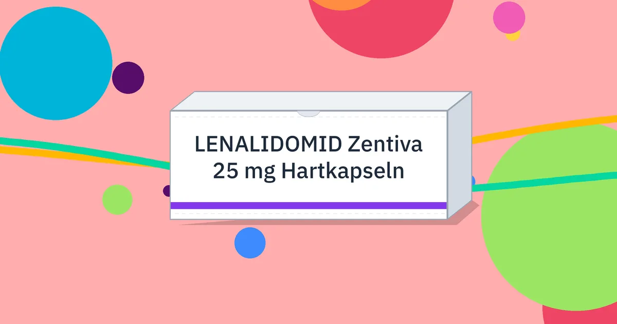 Symbolbild: Packung mit der Aufschrift LENALIDOMID Zentiva 25 mg Hartkapseln (PZN 17444244) – Verfügbarkeit und Bezug in Apotheken in Frankfurt am Main