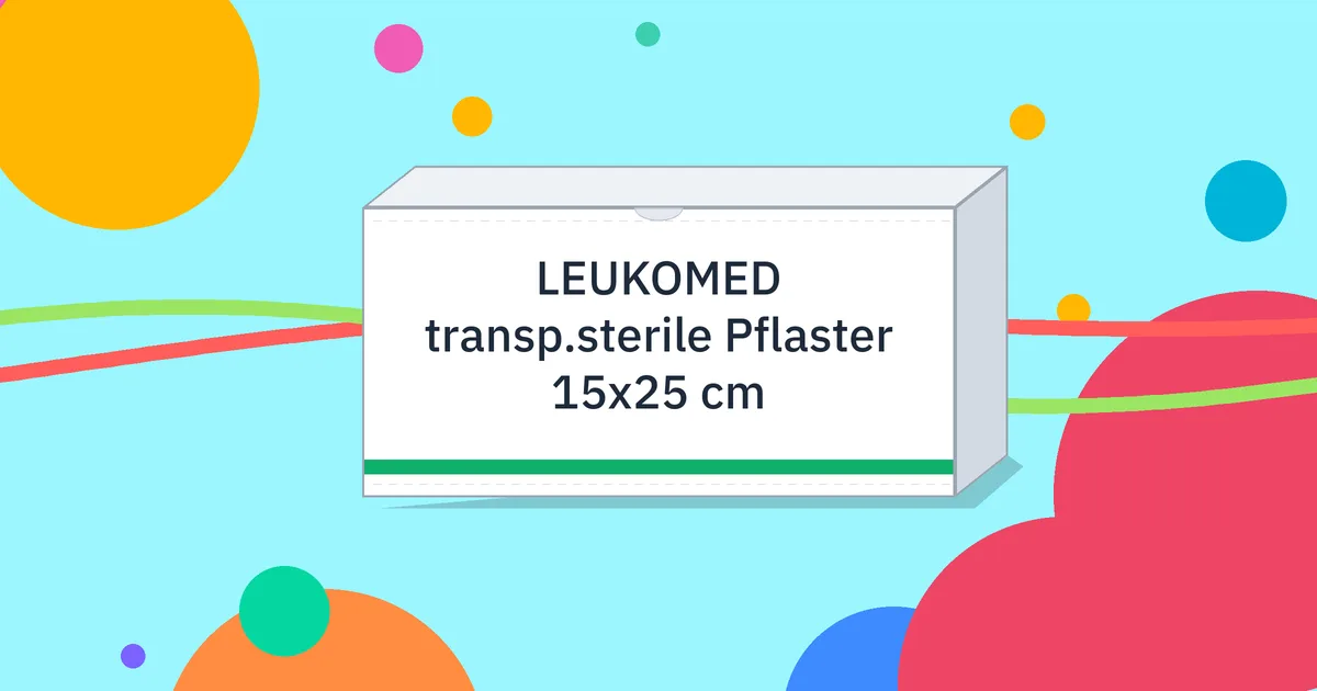 Symbolbild: Packung mit der Aufschrift LEUKOMED transp.sterile Pflaster 15x25 cm (PZN 12657277) – Verfügbarkeit und Bezug in Apotheken in Frankfurt am Main