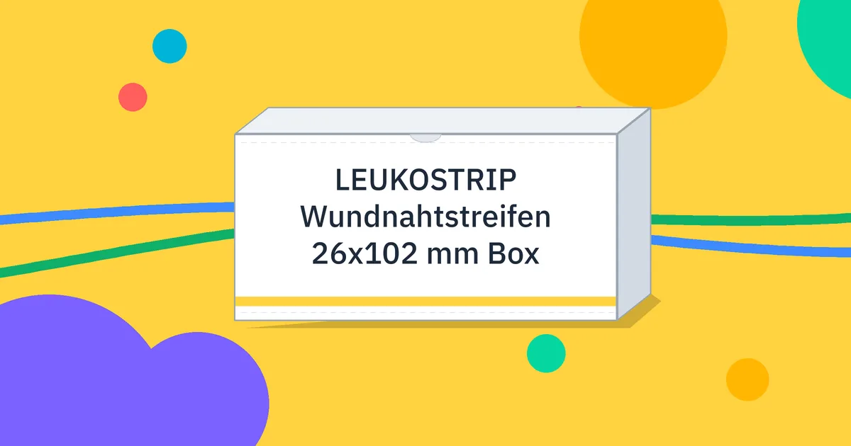 Symbolbild: Packung mit der Aufschrift LEUKOSTRIP Wundnahtstreifen 26x102 mm Box (PZN 14373087) – Verfügbarkeit und Bezug in Apotheken in Frankfurt am Main