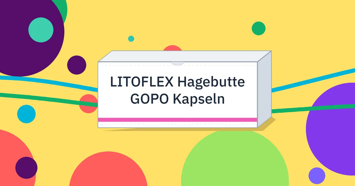 Symbolbild: Packung mit der Aufschrift LITOFLEX Hagebutte GOPO Kapseln (PZN 17576715) – Verfügbarkeit und Bezug in Apotheken in Frankfurt am Main