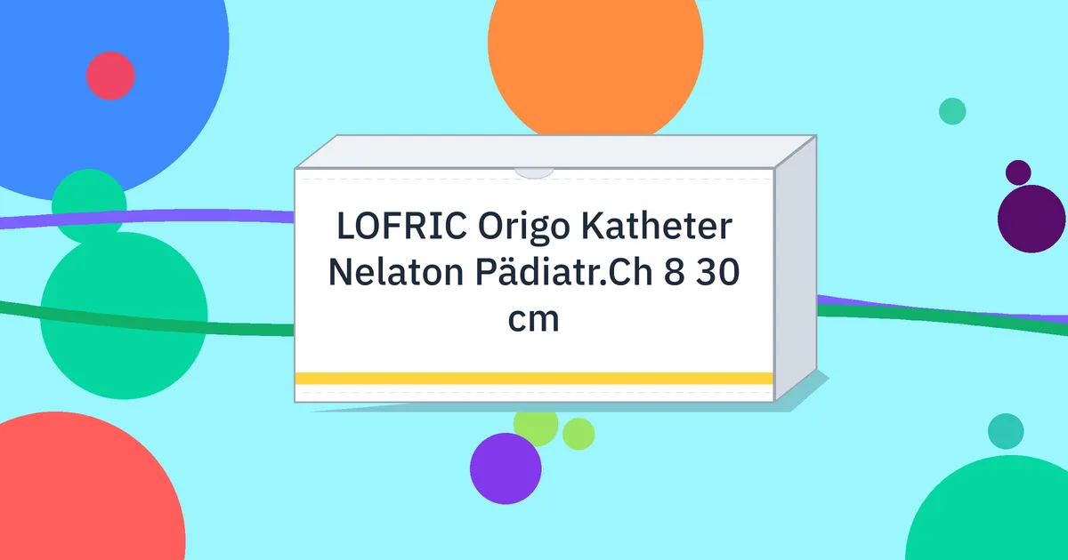 Symbolbild: Packung mit der Aufschrift LOFRIC Origo Katheter Nelaton Pädiatr.Ch 8 30 cm (PZN 16671765) – Verfügbarkeit und Bezug in Apotheken in Frankfurt am Main