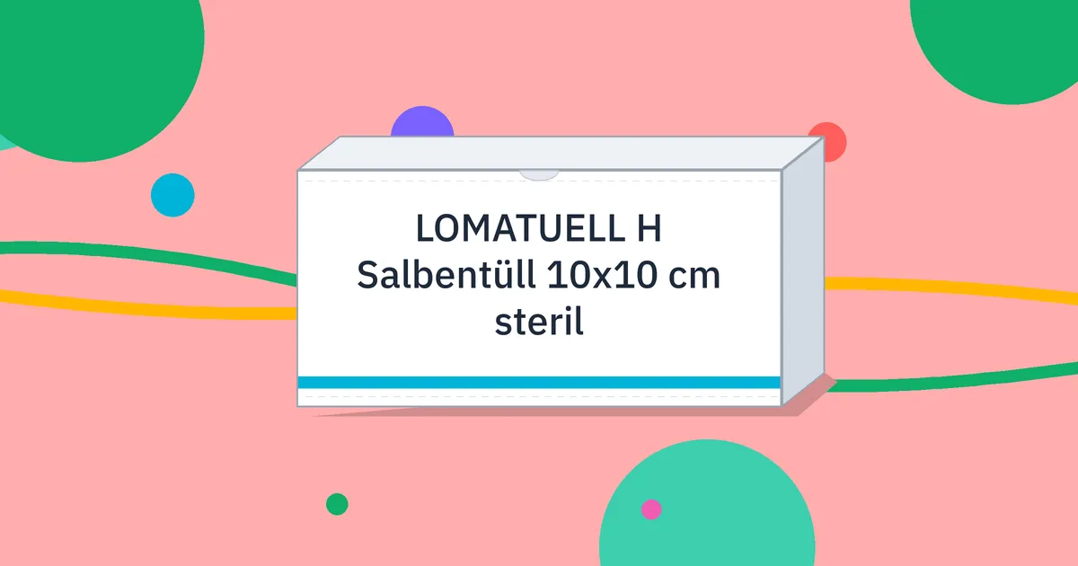 Symbolbild: Packung mit der Aufschrift LOMATUELL H Salbentüll 10x10 cm steril (PZN 14133868) – Verfügbarkeit und Bezug in Apotheken in Frankfurt am Main
