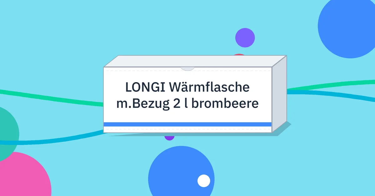 Symbolbild: Packung mit der Aufschrift LONGI Wärmflasche m.Bezug 2 l brombeere (PZN 12410393) – Verfügbarkeit und Bezug in Apotheken in Frankfurt am Main