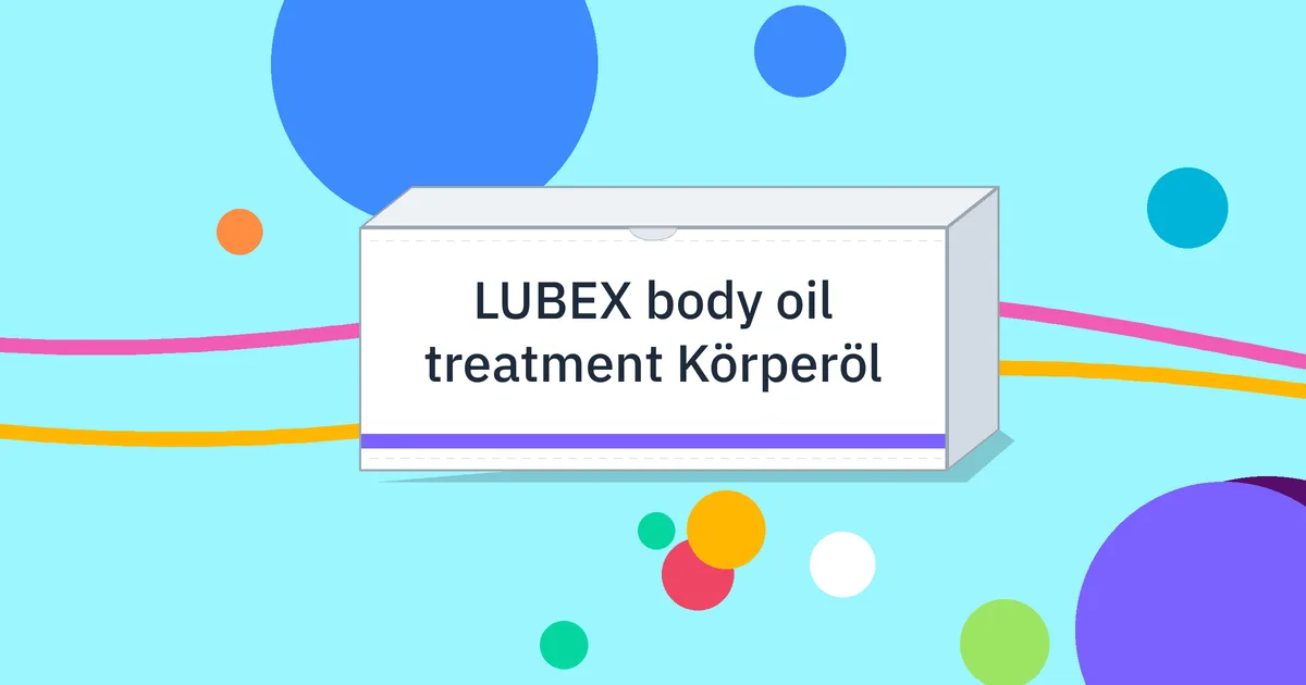 Symbolbild: Packung mit der Aufschrift LUBEX body oil treatment Körperöl (PZN 17439869) – Verfügbarkeit und Bezug in Apotheken in Frankfurt am Main