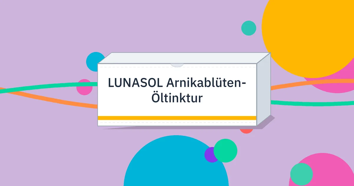 Symbolbild: Packung mit der Aufschrift LUNASOL Arnikablüten-Öltinktur (PZN 19755764) – Verfügbarkeit und Bezug in Apotheken in Frankfurt am Main