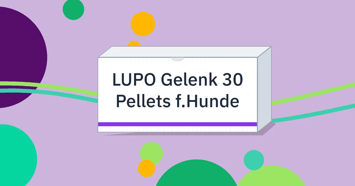 Symbolbild: Packung mit der Aufschrift LUPO Gelenk 30 Pellets f.Hunde (PZN 19252690) – Verfügbarkeit und Bezug in Apotheken in Frankfurt am Main