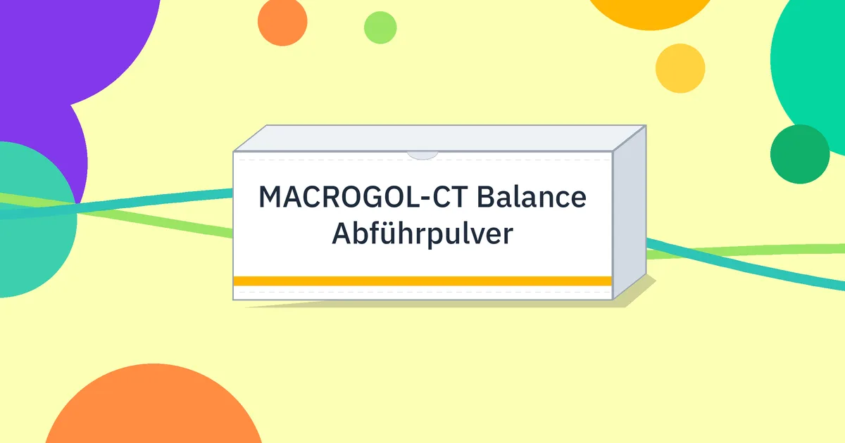 Symbolbild: Packung mit der Aufschrift MACROGOL-CT Balance Abführpulver (PZN 06488178) – Verfügbarkeit und Bezug in Apotheken in Frankfurt am Main