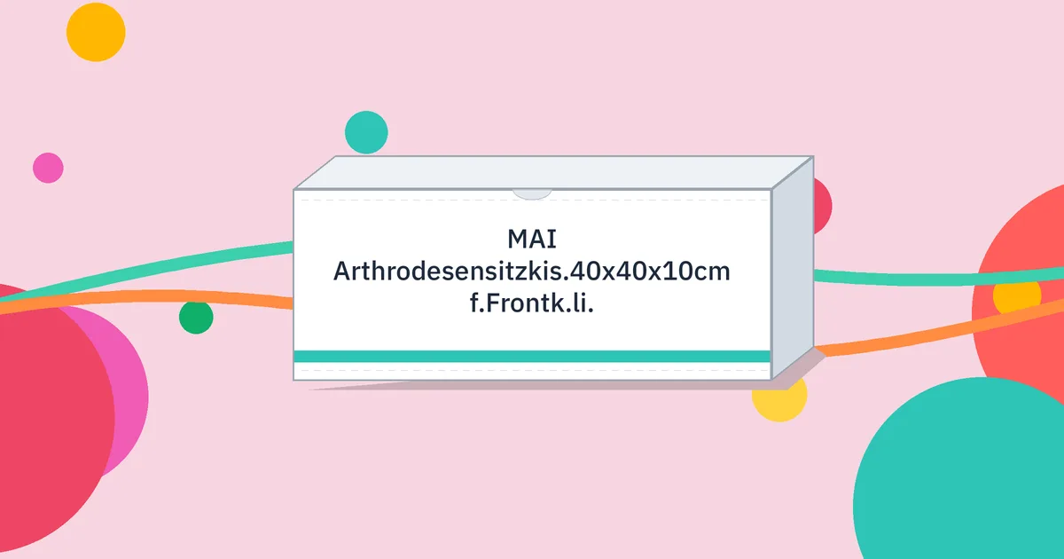 Symbolbild: Packung mit der Aufschrift MAI Arthrodesensitzkis.40x40x10cm f.Frontk.li. (PZN 00085485) – Verfügbarkeit und Bezug in Apotheken in Frankfurt am Main