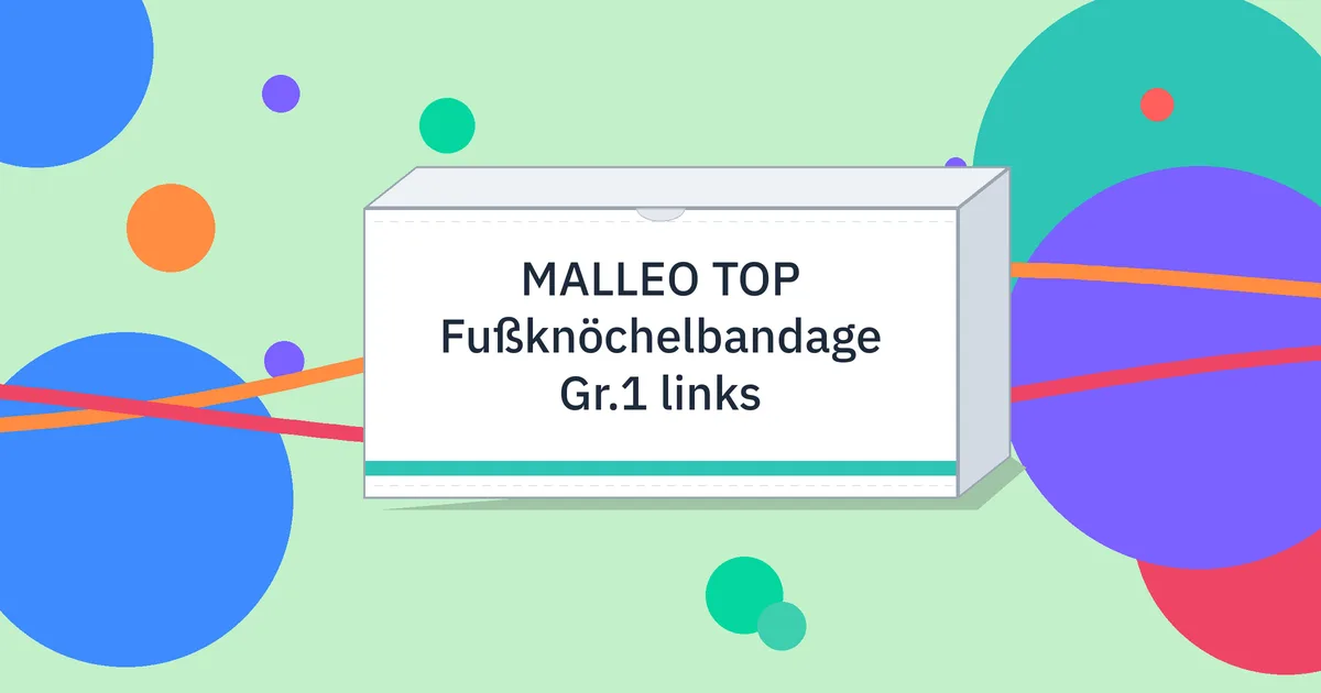 Symbolbild: Packung mit der Aufschrift MALLEO TOP Fußknöchelbandage Gr.1 links (PZN 05046136) – Verfügbarkeit und Bezug in Apotheken in Frankfurt am Main