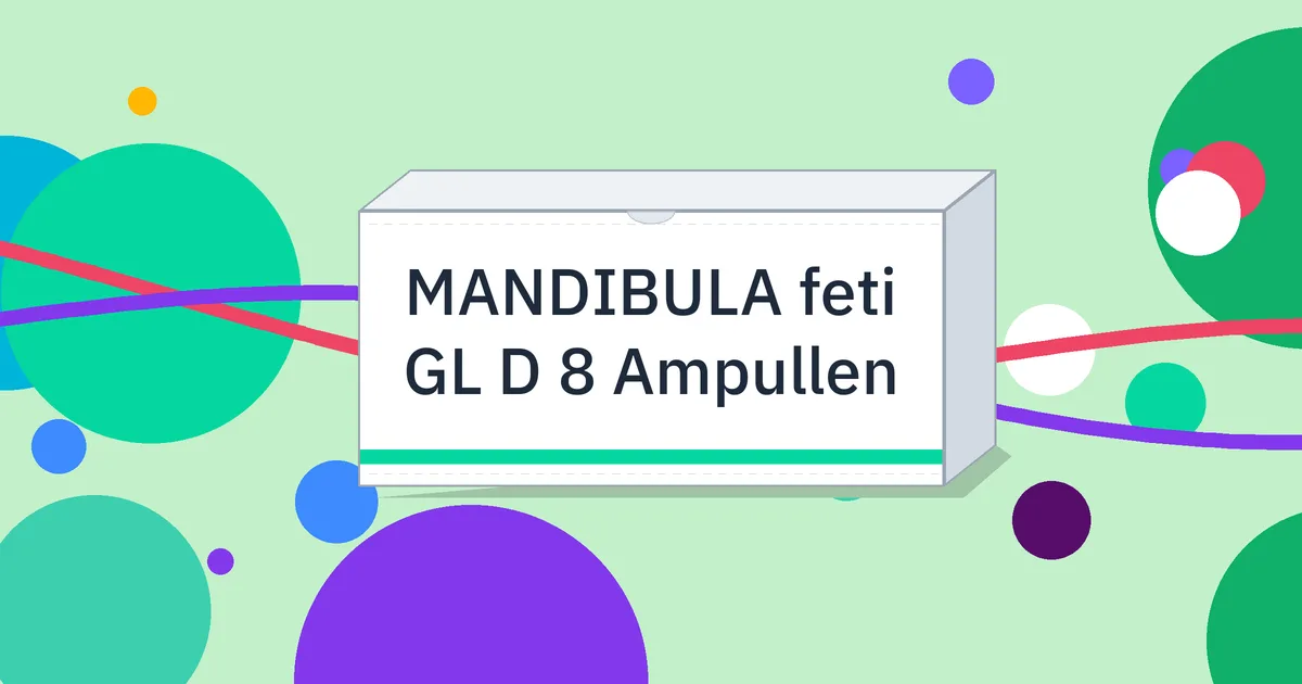 Symbolbild: Packung mit der Aufschrift MANDIBULA feti GL D 8 Ampullen (PZN 02934221) – Verfügbarkeit und Bezug in Apotheken in Frankfurt am Main