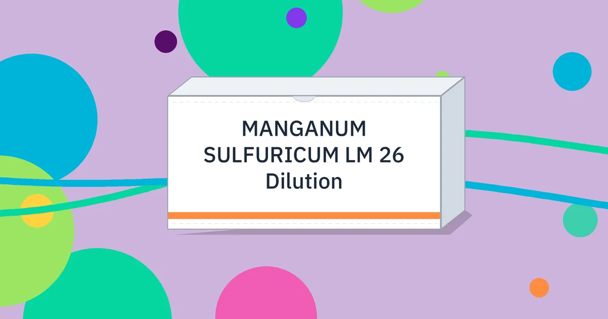 Symbolbild: Packung mit der Aufschrift MANGANUM SULFURICUM LM 26 Dilution (PZN 12946194) – Verfügbarkeit und Bezug in Apotheken in Frankfurt am Main