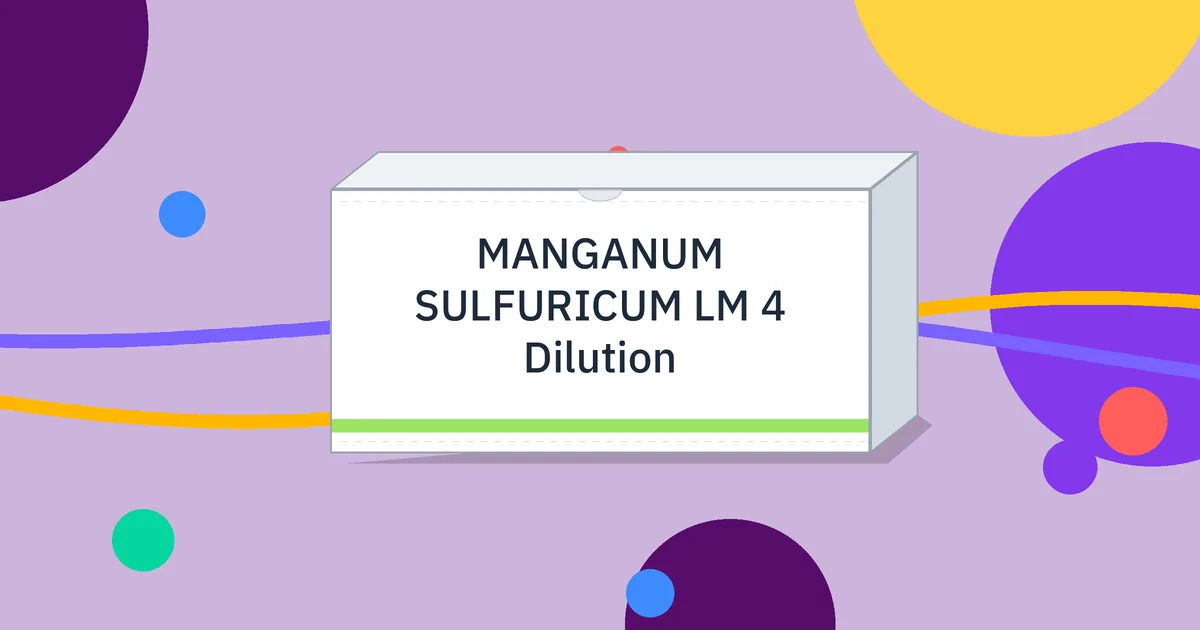 Symbolbild: Packung mit der Aufschrift MANGANUM SULFURICUM LM 4 Dilution (PZN 12945912) – Verfügbarkeit und Bezug in Apotheken in Frankfurt am Main