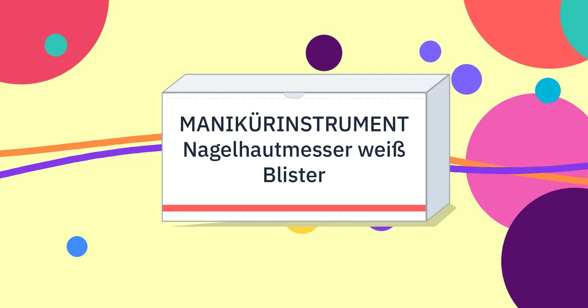 Symbolbild: Packung mit der Aufschrift MANIKÜRINSTRUMENT Nagelhautmesser weiß Blister (PZN 10349152) – Verfügbarkeit und Bezug in Apotheken in Frankfurt am Main
