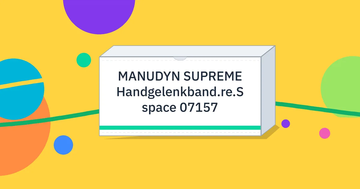 Symbolbild: Packung mit der Aufschrift MANUDYN SUPREME Handgelenkband.re.S space 07157 (PZN 20095563) – Verfügbarkeit und Bezug in Apotheken in Frankfurt am Main