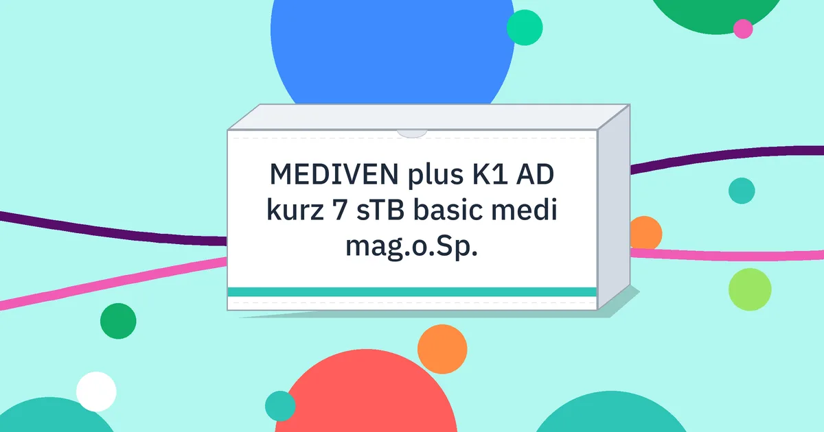 Symbolbild: Packung mit der Aufschrift MEDIVEN plus K1 AD kurz 7 sTB basic medi mag.o.Sp. (PZN 15047088) – Verfügbarkeit und Bezug in Apotheken in Frankfurt am Main