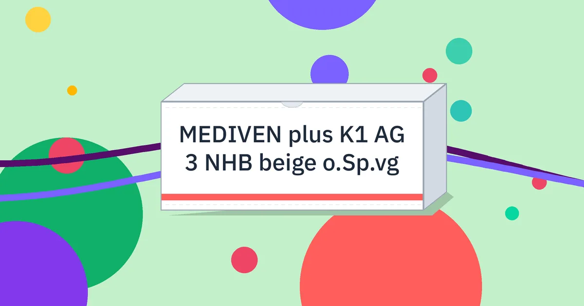 Symbolbild: Packung mit der Aufschrift MEDIVEN plus K1 AG 3 NHB beige o.Sp.vg (PZN 15922248) – Verfügbarkeit und Bezug in Apotheken in Frankfurt am Main
