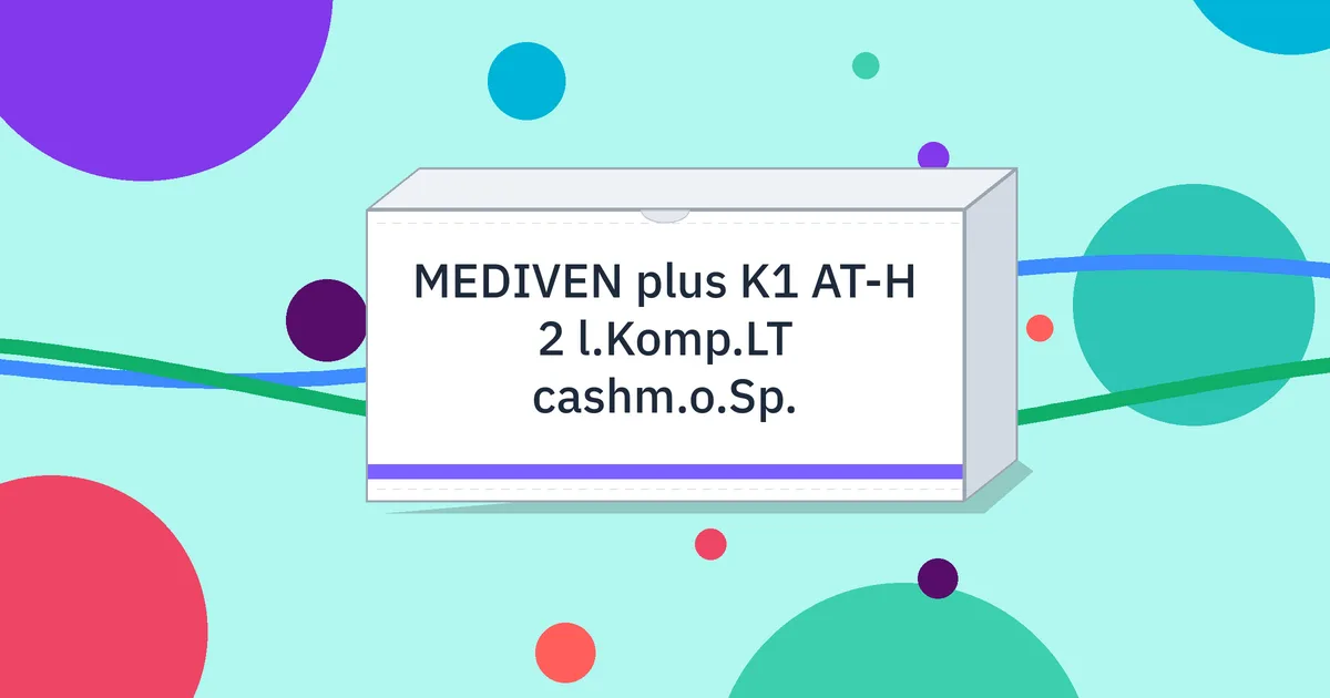 Symbolbild: Packung mit der Aufschrift MEDIVEN plus K1 AT-H 2 l.Komp.LT cashm.o.Sp. (PZN 15037782) – Verfügbarkeit und Bezug in Apotheken in Frankfurt am Main