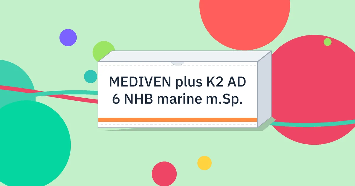 Symbolbild: Packung mit der Aufschrift MEDIVEN plus K2 AD 6 NHB marine m.Sp. (PZN 15937534) – Verfügbarkeit und Bezug in Apotheken in Frankfurt am Main