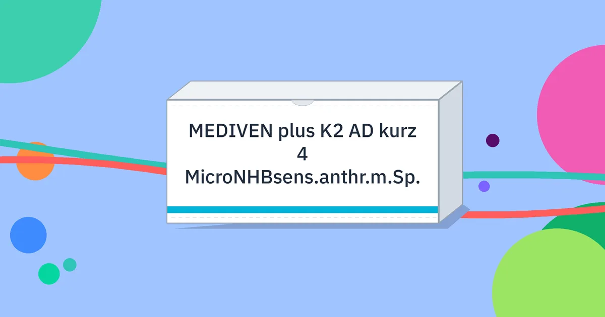Symbolbild: Packung mit der Aufschrift MEDIVEN plus K2 AD kurz 4 MicroNHBsens.anthr.m.Sp. (PZN 15933499) – Verfügbarkeit und Bezug in Apotheken in Frankfurt am Main