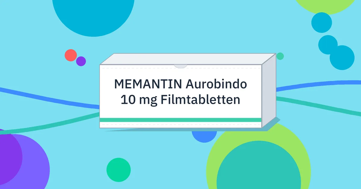 Symbolbild: Packung mit der Aufschrift MEMANTIN Aurobindo 10 mg Filmtabletten (PZN 19412461) – Verfügbarkeit und Bezug in Apotheken in Frankfurt am Main