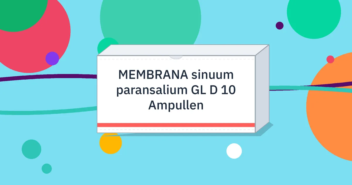Symbolbild: Packung mit der Aufschrift MEMBRANA sinuum paransalium GL D 10 Ampullen (PZN 02831515) – Verfügbarkeit und Bezug in Apotheken in Frankfurt am Main