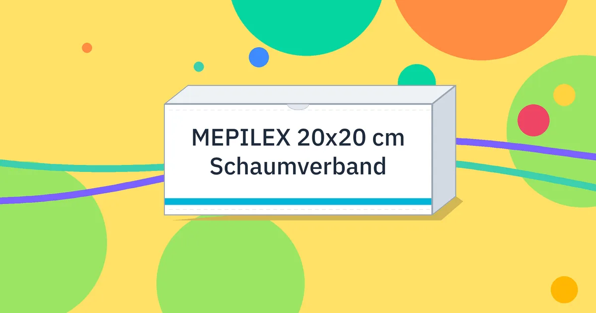 Symbolbild: Packung mit der Aufschrift MEPILEX 20x20 cm Schaumverband (PZN 18034815) – Verfügbarkeit und Bezug in Apotheken in Frankfurt am Main
