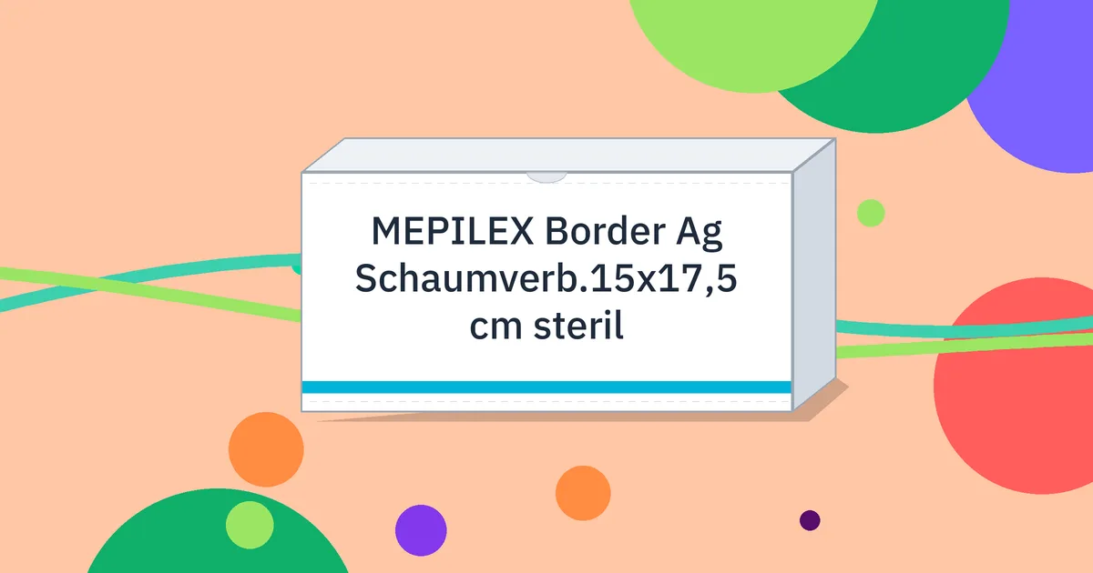 Symbolbild: Packung mit der Aufschrift MEPILEX Border Ag Schaumverb.15x17,5 cm steril (PZN 11152150) – Verfügbarkeit und Bezug in Apotheken in Frankfurt am Main