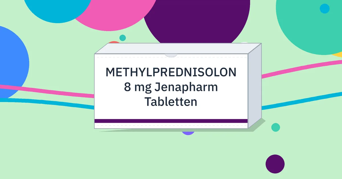 Symbolbild: Packung mit der Aufschrift METHYLPREDNISOLON 8 mg Jenapharm Tabletten (PZN 08424202) – Verfügbarkeit und Bezug in Apotheken in Frankfurt am Main