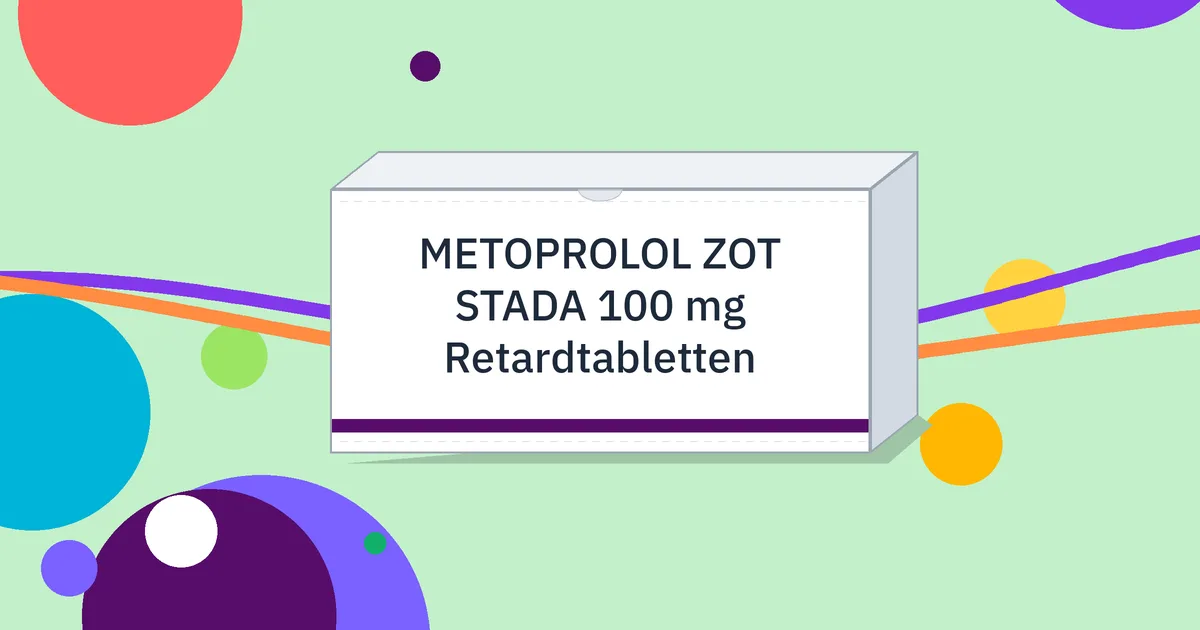 Symbolbild: Packung mit der Aufschrift METOPROLOL ZOT STADA 100 mg Retardtabletten (PZN 01663286) – Verfügbarkeit und Bezug in Apotheken in Frankfurt am Main
