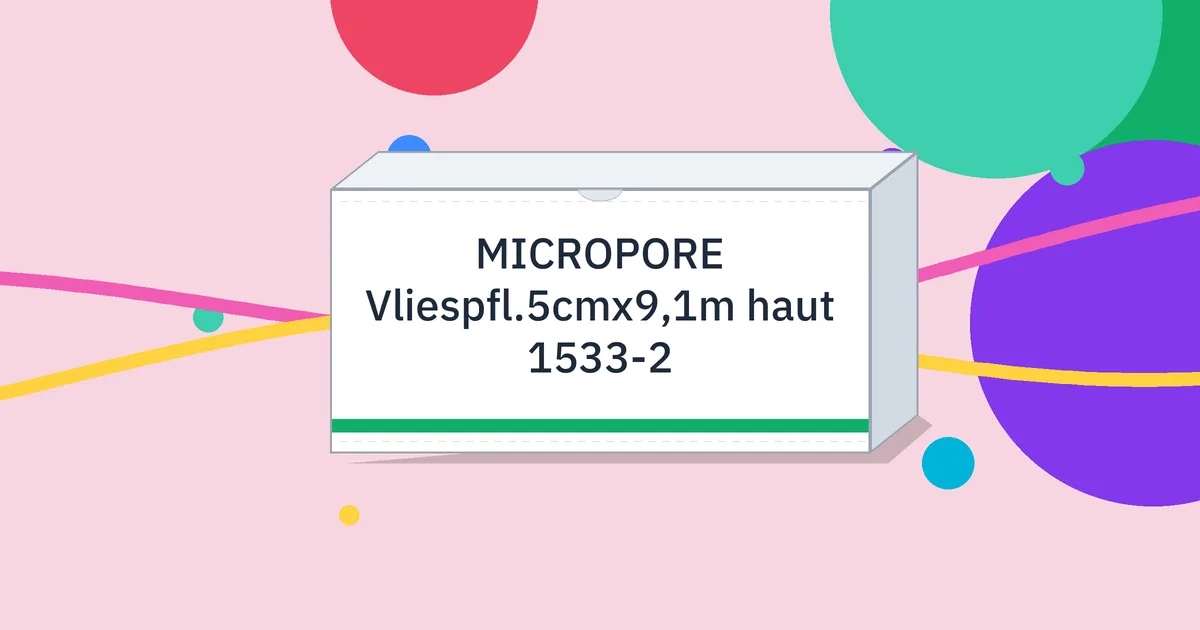 Symbolbild: Packung mit der Aufschrift MICROPORE Vliespfl.5cmx9,1m haut 1533-2 (PZN 09007765) – Verfügbarkeit und Bezug in Apotheken in Frankfurt am Main