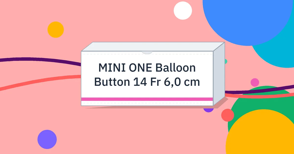 Symbolbild: Packung mit der Aufschrift MINI ONE Balloon Button 14 Fr 6,0 cm (PZN 14342000) – Verfügbarkeit und Bezug in Apotheken in Frankfurt am Main