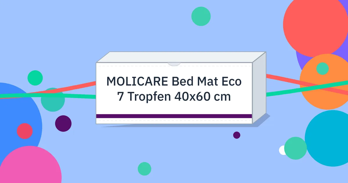 Symbolbild: Packung mit der Aufschrift MOLICARE Bed Mat Eco 7 Tropfen 40x60 cm (PZN 16136948) – Verfügbarkeit und Bezug in Apotheken in Frankfurt am Main