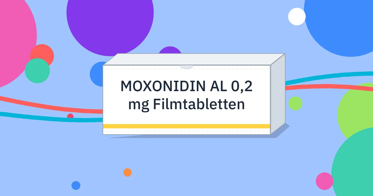 Symbolbild: Packung mit der Aufschrift MOXONIDIN AL 0,2 mg Filmtabletten (PZN 01035874) – Verfügbarkeit und Bezug in Apotheken in Frankfurt am Main