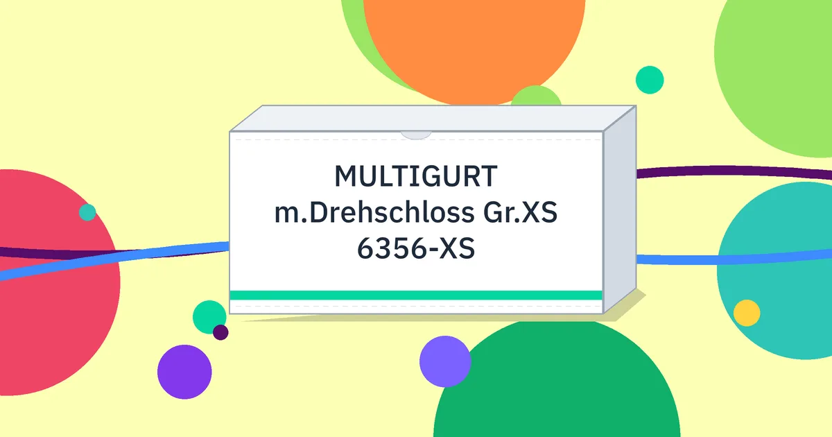 Symbolbild: Packung mit der Aufschrift MULTIGURT m.Drehschloss Gr.XS 6356-XS (PZN 13586378) – Verfügbarkeit und Bezug in Apotheken in Frankfurt am Main