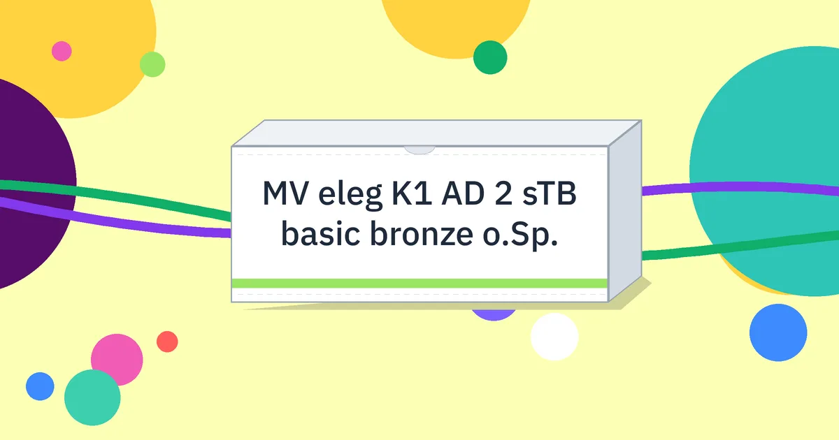 Symbolbild: Packung mit der Aufschrift MV eleg K1 AD 2 sTB basic bronze o.Sp. (PZN 14705158) – Verfügbarkeit und Bezug in Apotheken in Frankfurt am Main