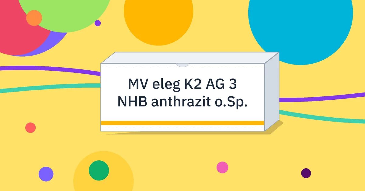 Symbolbild: Packung mit der Aufschrift MV eleg K2 AG 3 NHB anthrazit o.Sp. (PZN 15729735) – Verfügbarkeit und Bezug in Apotheken in Frankfurt am Main