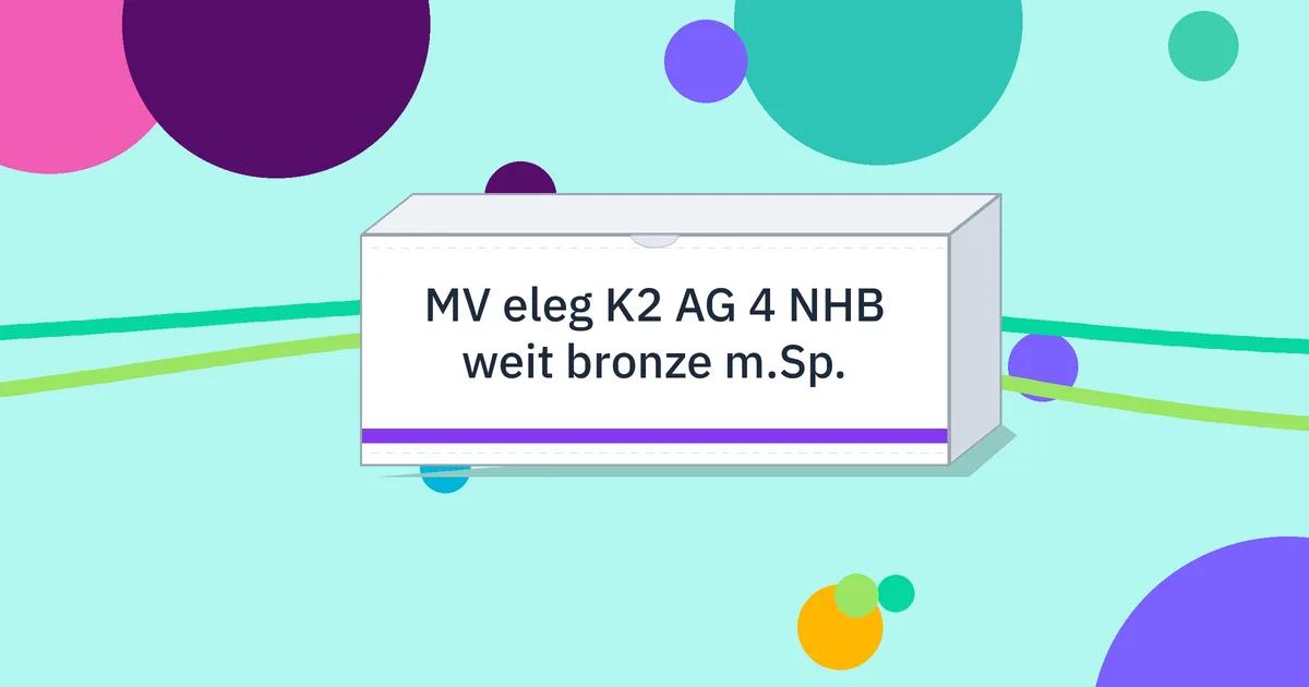 Symbolbild: Packung mit der Aufschrift MV eleg K2 AG 4 NHB weit bronze m.Sp. (PZN 15728948) – Verfügbarkeit und Bezug in Apotheken in Frankfurt am Main