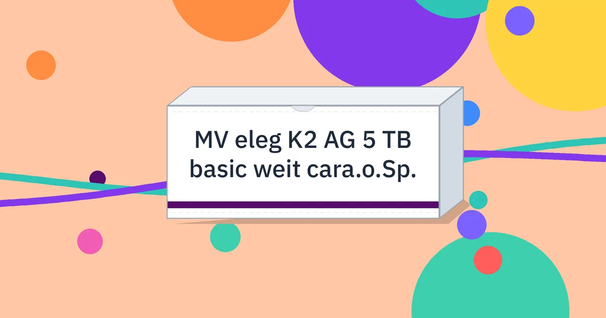 Symbolbild: Packung mit der Aufschrift MV eleg K2 AG 5 TB basic weit cara.o.Sp. (PZN 00206322) – Verfügbarkeit und Bezug in Apotheken in Frankfurt am Main