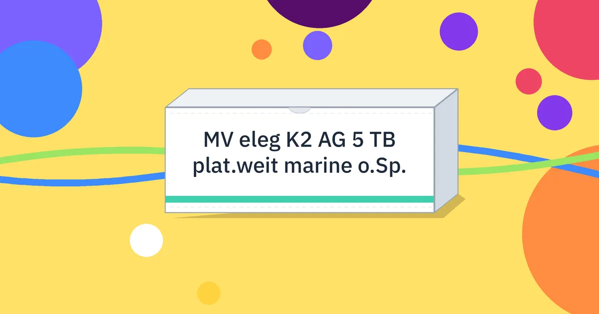 Symbolbild: Packung mit der Aufschrift MV eleg K2 AG 5 TB plat.weit marine o.Sp. (PZN 15283995) – Verfügbarkeit und Bezug in Apotheken in Frankfurt am Main