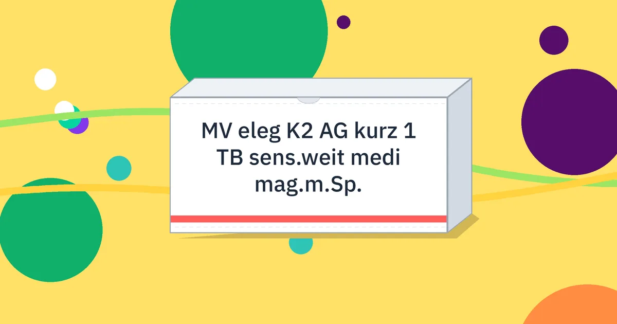 Symbolbild: Packung mit der Aufschrift MV eleg K2 AG kurz 1 TB sens.weit medi mag.m.Sp. (PZN 14636807) – Verfügbarkeit und Bezug in Apotheken in Frankfurt am Main
