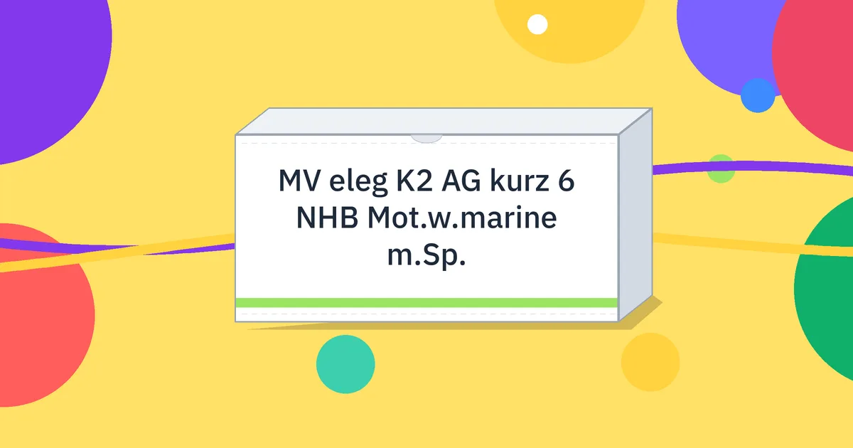 Symbolbild: Packung mit der Aufschrift MV eleg K2 AG kurz 6 NHB Mot.w.marine m.Sp. (PZN 15713533) – Verfügbarkeit und Bezug in Apotheken in Frankfurt am Main